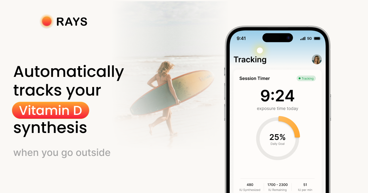 Best Automatic Vitamin D Tracking App | Rays - #1 Vitamin D Tracker